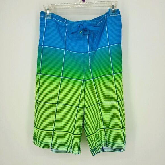 OP | Swim | Op Mens Swimtrunks Lined Aqua Blue Toneon Green Sizelarge ...